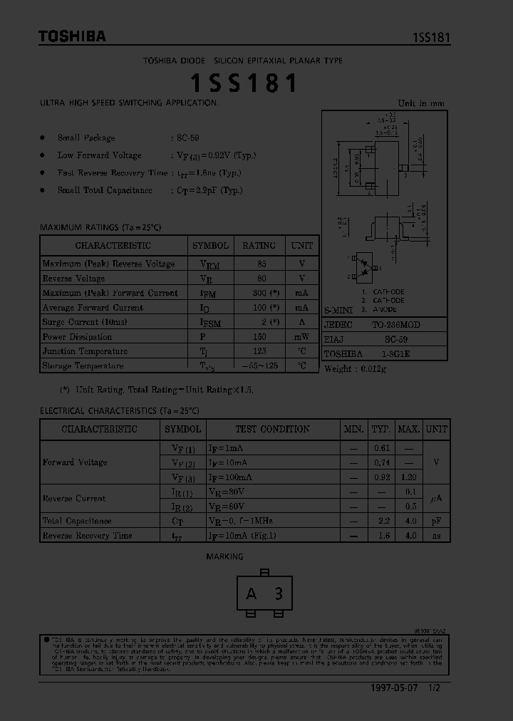 1SS181_16378.PDF Datasheet Download --- IC-ON-LINE