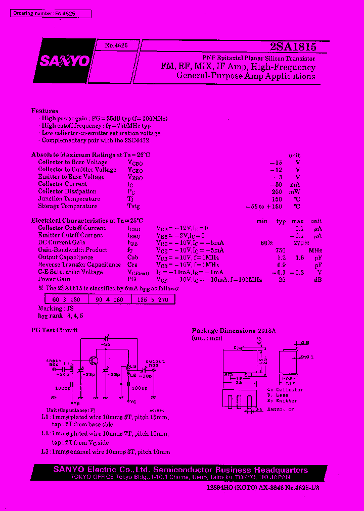 2SA1815_188316.PDF Datasheet Download --- IC-ON-LINE