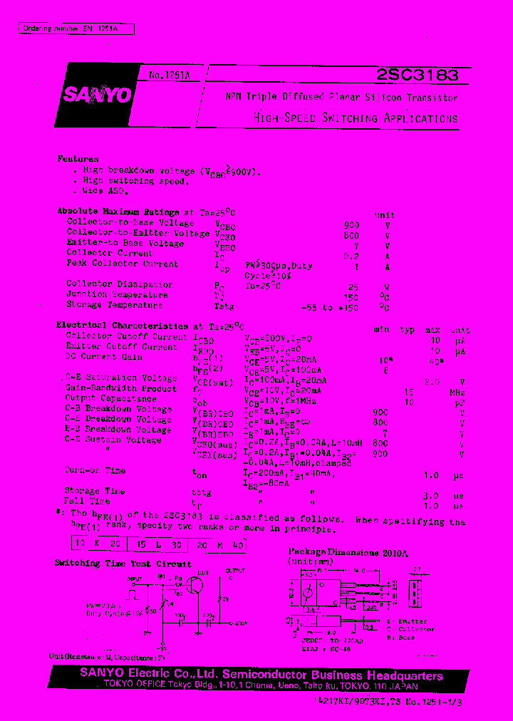 2SC3183_13704.PDF Datasheet Download --- IC-ON-LINE