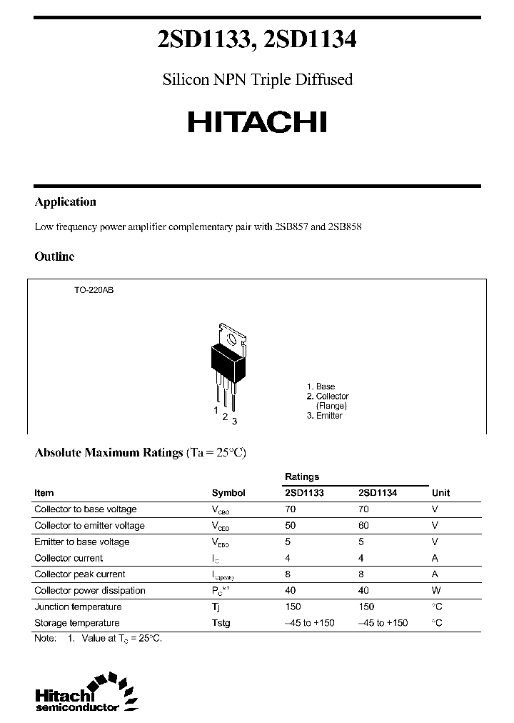 2SD1133_7253.PDF Datasheet Download --- IC-ON-LINE