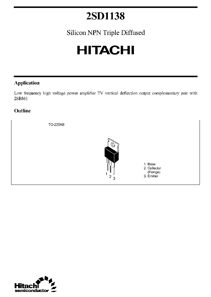 2SD1138_7257.PDF Datasheet Download --- IC-ON-LINE
