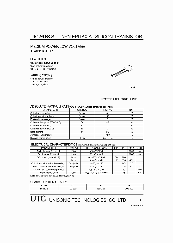 2SD882S_7456.PDF Datasheet Download --- IC-ON-LINE