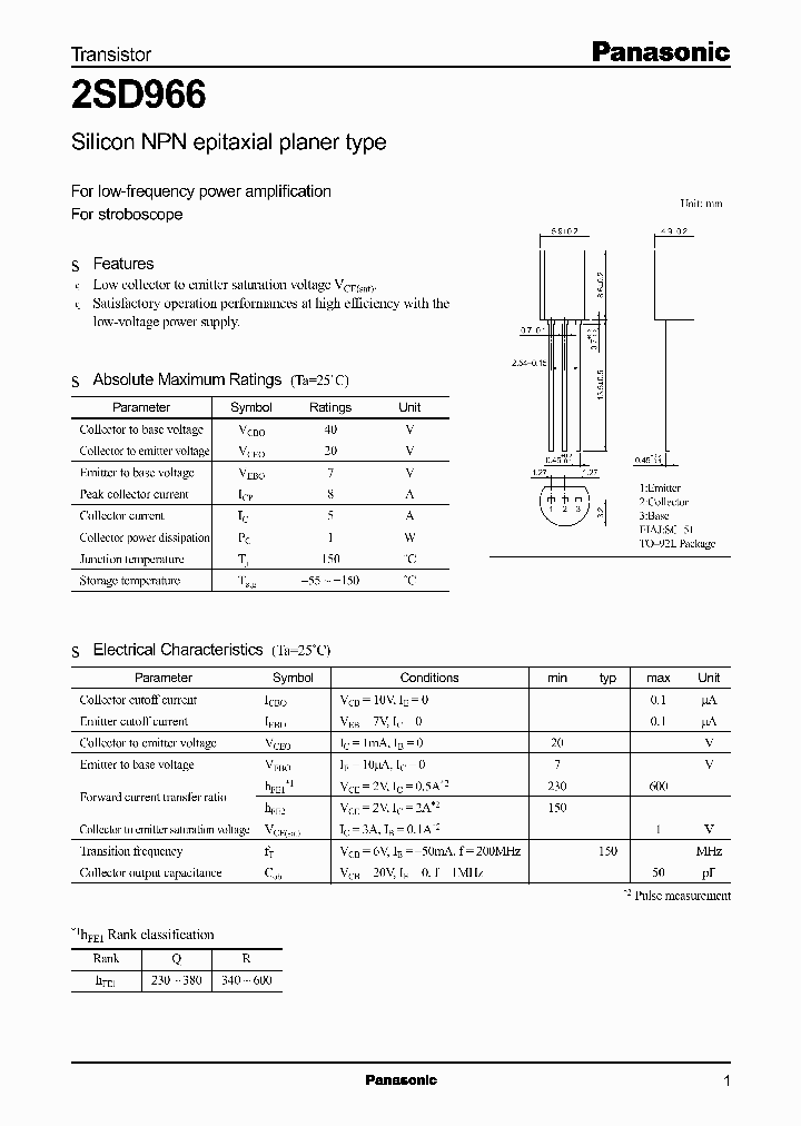 2SD966_7474.PDF Datasheet Download --- IC-ON-LINE