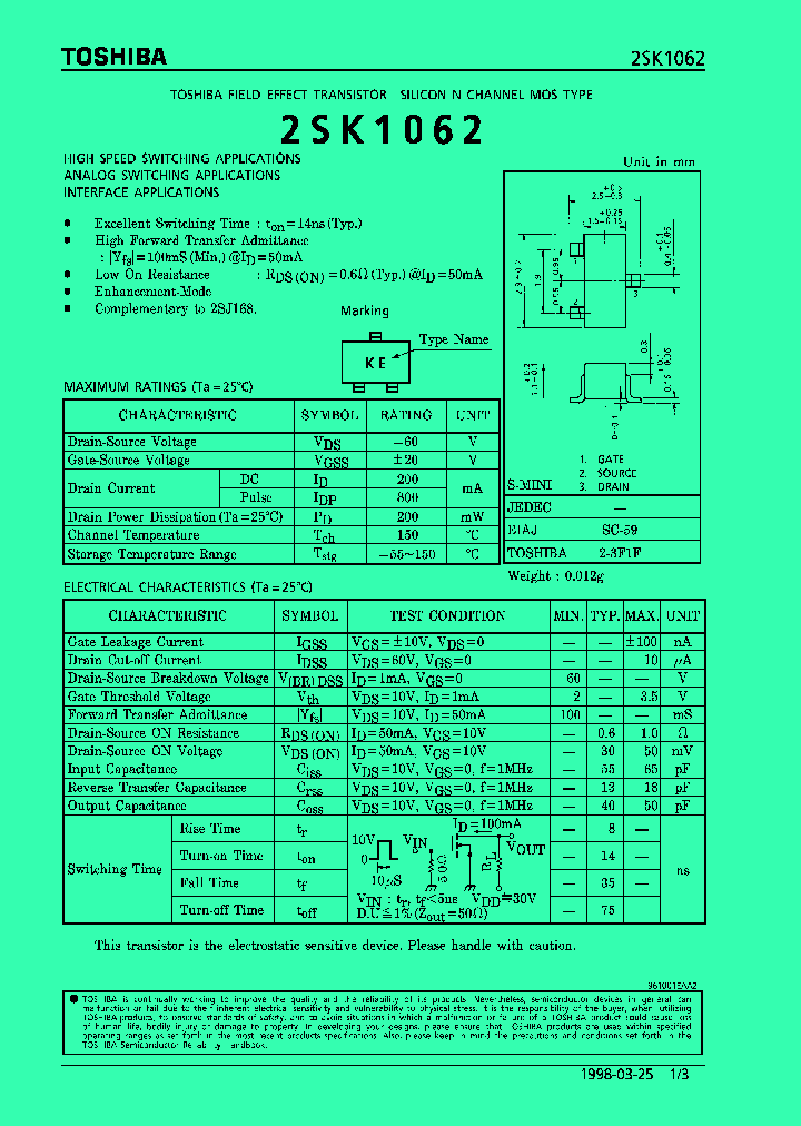 2SK1062_12384.PDF Datasheet Download --- IC-ON-LINE