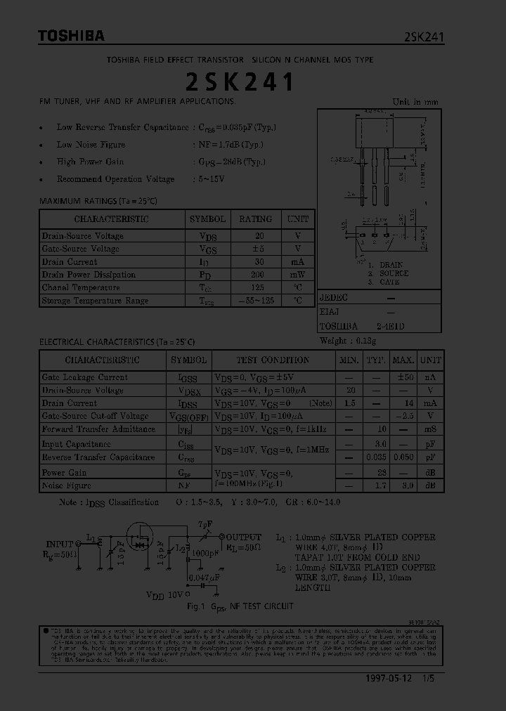 2SK241_185213.PDF Datasheet Download --- IC-ON-LINE