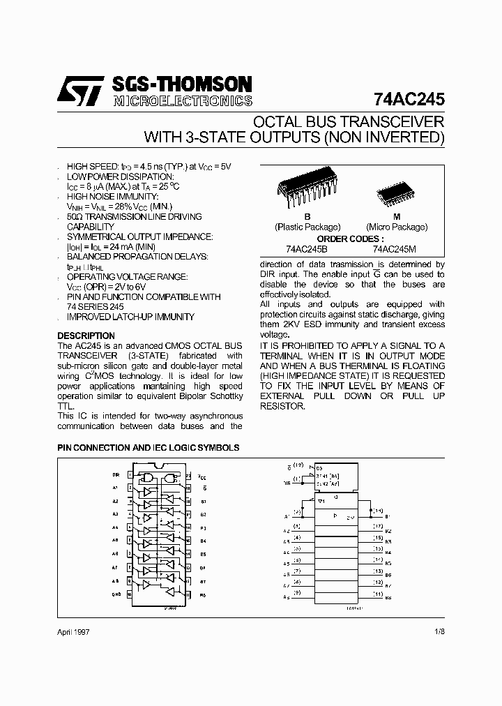 74AC245_17740.PDF Datasheet Download --- IC-ON-LINE