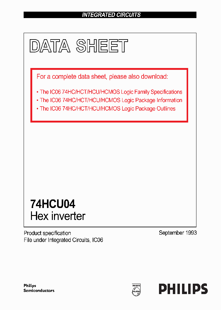 74HCU04_4373.PDF Datasheet Download --- IC-ON-LINE