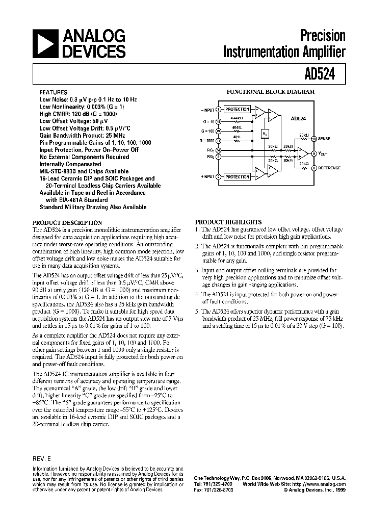 AD524_9155.PDF Datasheet Download --- IC-ON-LINE
