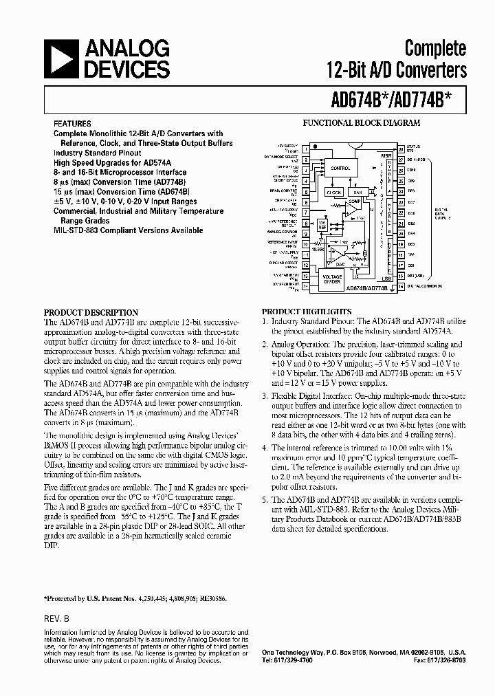 AD674_123086.PDF Datasheet Download --- IC-ON-LINE