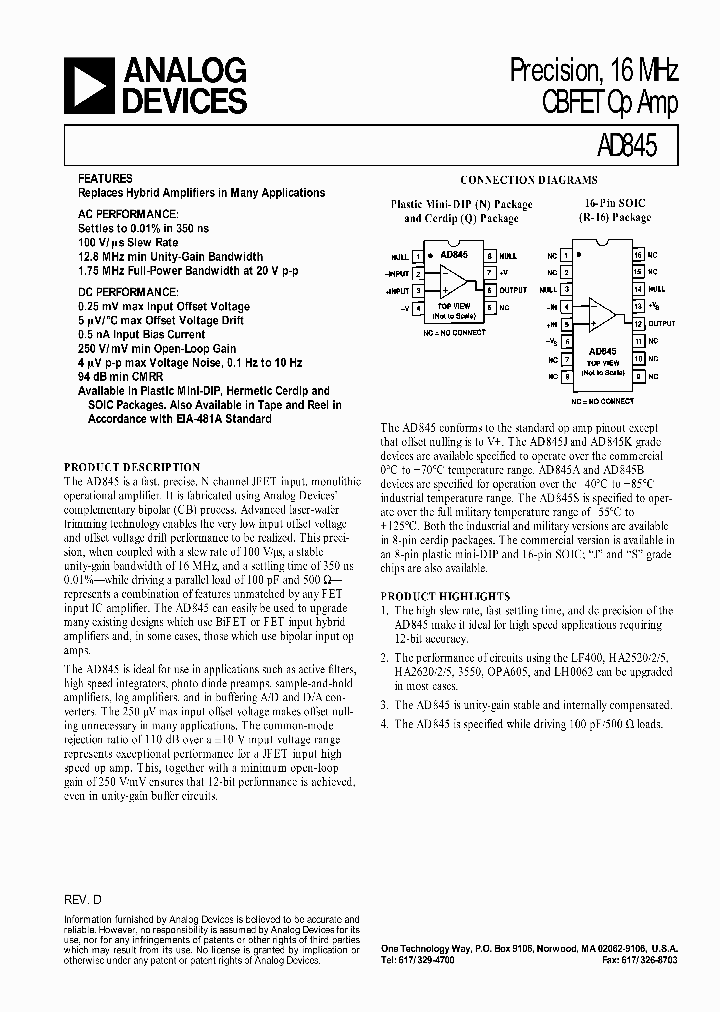 AD845BQ_104653.PDF Datasheet Download --- IC-ON-LINE