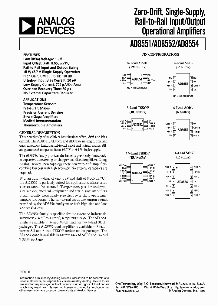 AD8552_77769.PDF Datasheet Download --- IC-ON-LINE