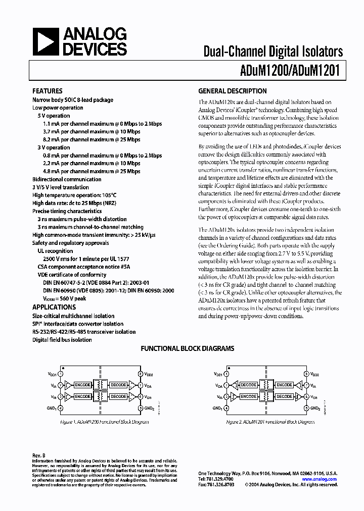 ADUM1200_59852.PDF Datasheet Download --- IC-ON-LINE