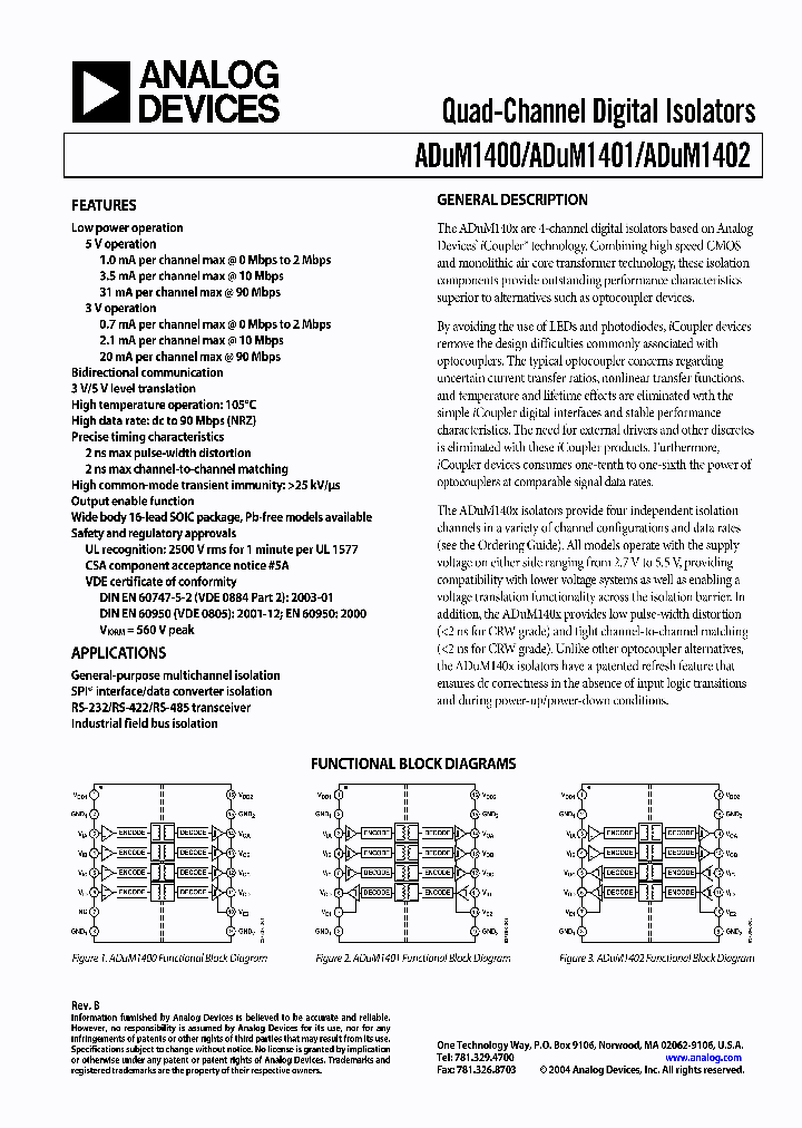 ADUM1400_59879.PDF Datasheet Download --- IC-ON-LINE