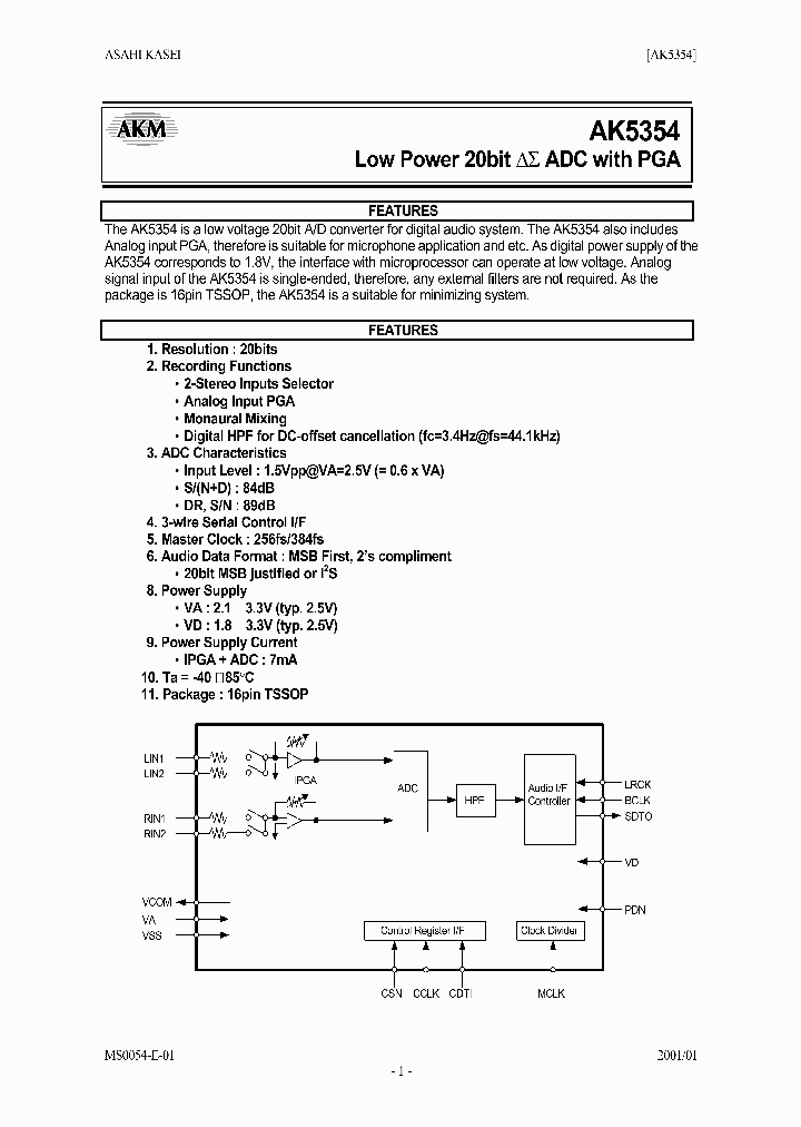 AK5354_21529.PDF Datasheet Download --- IC-ON-LINE
