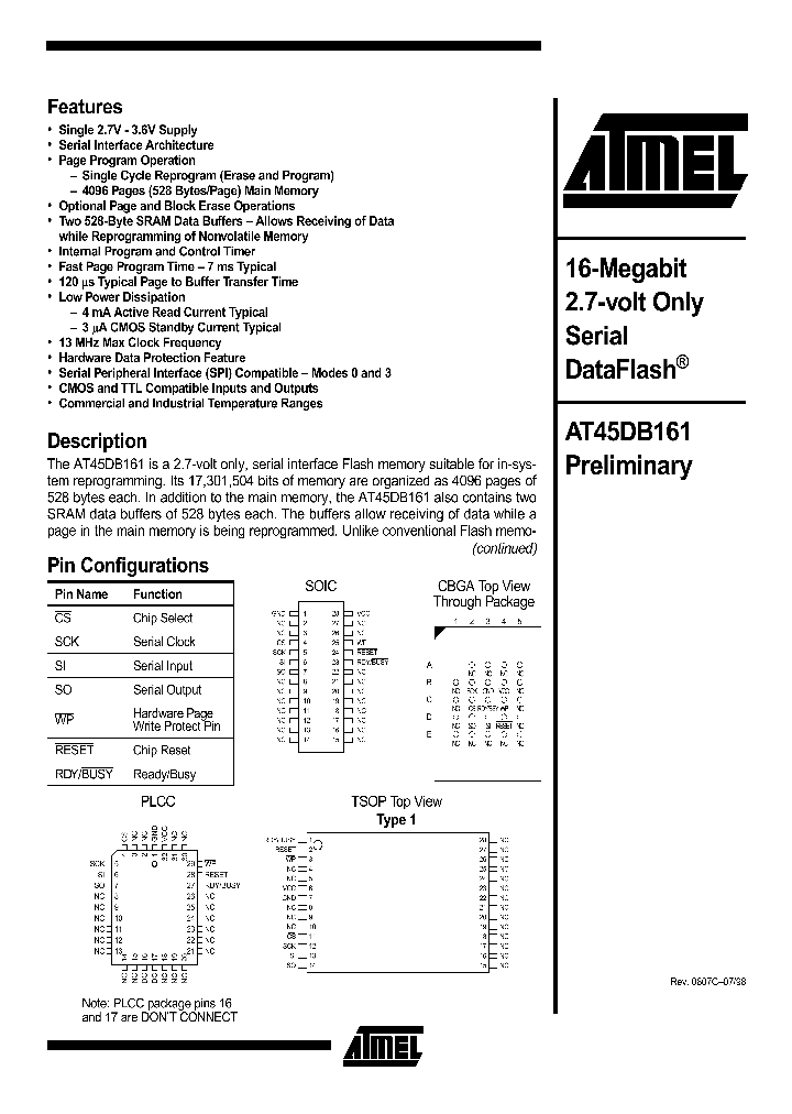 AT45DB161_22173.PDF Datasheet Download --- IC-ON-LINE