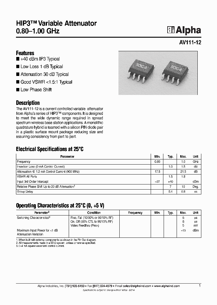 AV111-12_150025.PDF Datasheet Download --- IC-ON-LINE