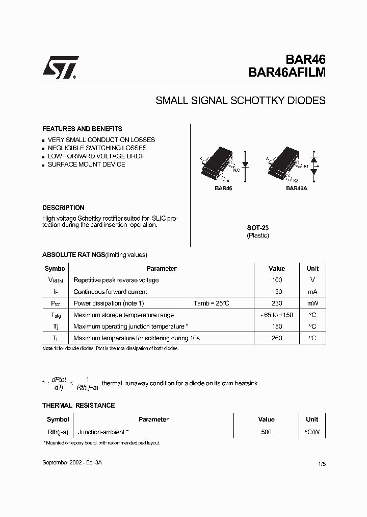BAR46AFILM_163916.PDF Datasheet Download --- IC-ON-LINE