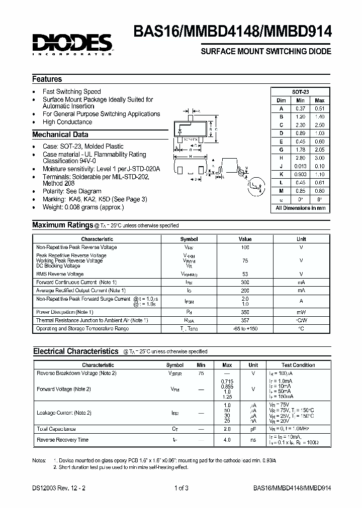 MMBD4148-7_120537.PDF Datasheet Download --- IC-ON-LINE