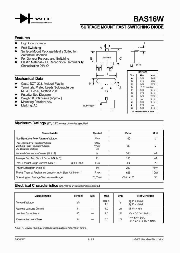 BAS16W-T1_132789.PDF Datasheet Download --- IC-ON-LINE