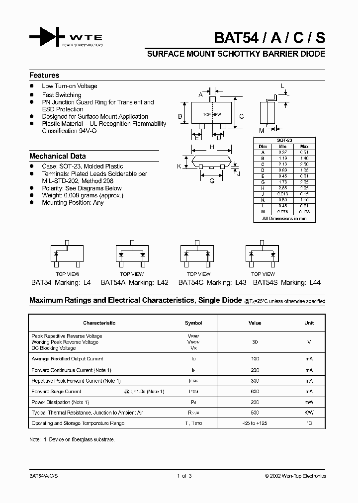 BAT54C-T1_3536.PDF Datasheet Download --- IC-ON-LINE