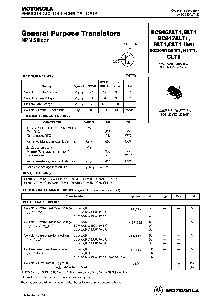 BC847ALT1_40113.PDF Datasheet Download --- IC-ON-LINE