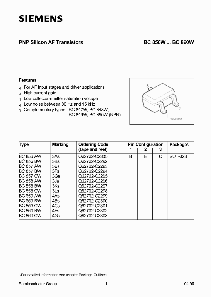 BC857BW_82461.PDF Datasheet Download --- IC-ON-LINE