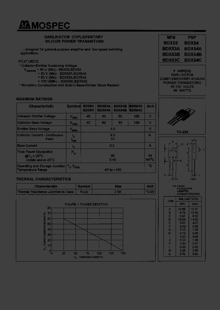 BDX53_45300.PDF Datasheet Download --- IC-ON-LINE