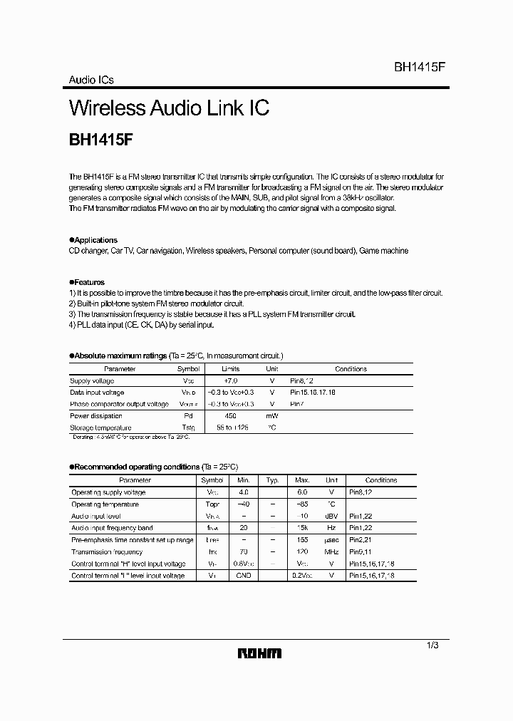 BH1415F_182196.PDF Datasheet Download --- IC-ON-LINE