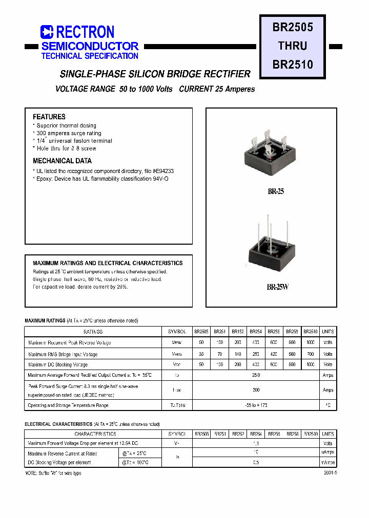 BR2510_195915.PDF Datasheet Download --- IC-ON-LINE