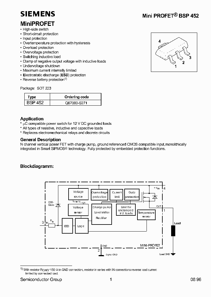 BSP452_22581.PDF Datasheet Download --- IC-ON-LINE
