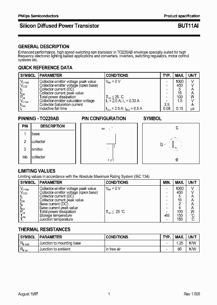 BUT11AI_58935.PDF Datasheet Download --- IC-ON-LINE