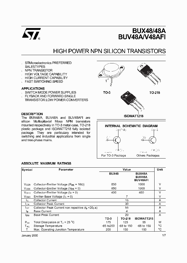 BUX48A_8561.PDF Datasheet Download --- IC-ON-LINE