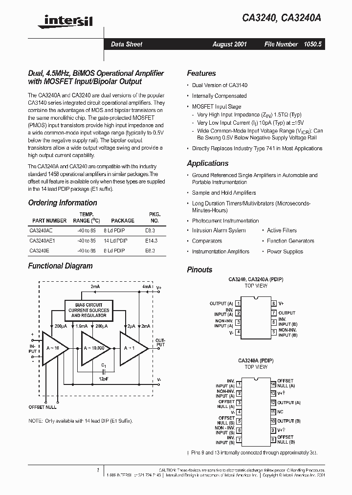 CA3240_105295.PDF Datasheet Download --- IC-ON-LINE
