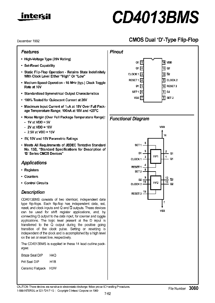 CD4013BMS_133212.PDF Datasheet Download --- IC-ON-LINE