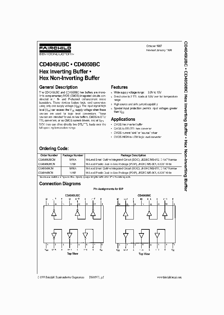 CD4049UBC_102637.PDF Datasheet Download --- IC-ON-LINE