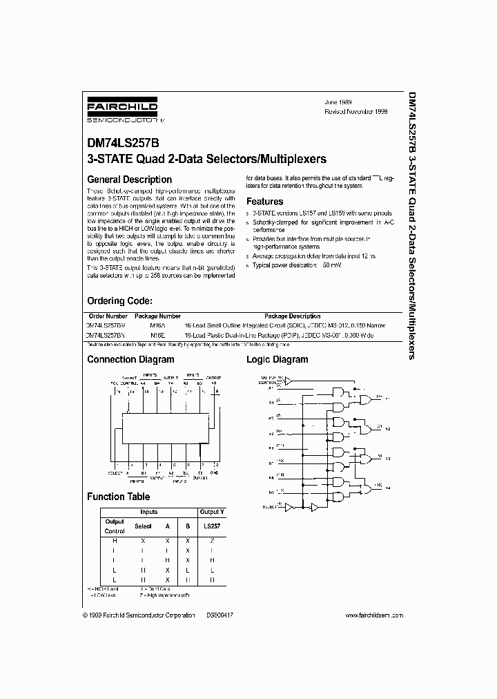 DM74LS257B_184431.PDF Datasheet Download --- IC-ON-LINE