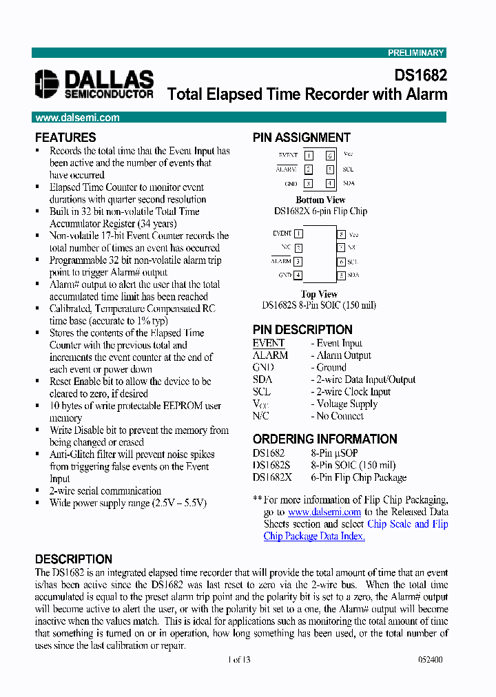 DS1682_178649.PDF Datasheet Download --- IC-ON-LINE