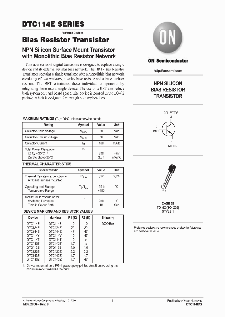 DTC114E_24643.PDF Datasheet Download --- IC-ON-LINE