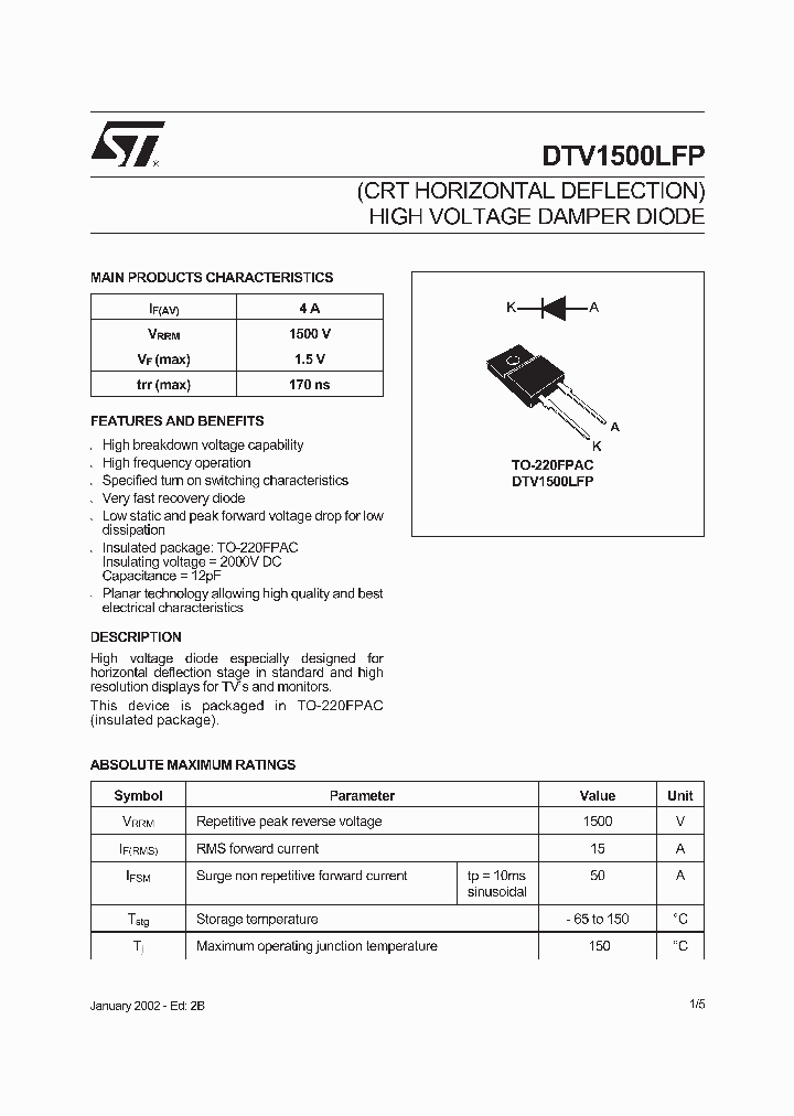 DTV1500LFP_62955.PDF Datasheet Download --- IC-ON-LINE