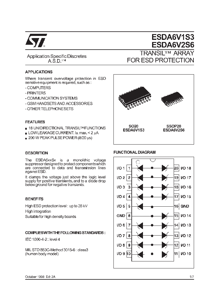 ESDA6V1S3_24178.PDF Datasheet Download --- IC-ON-LINE