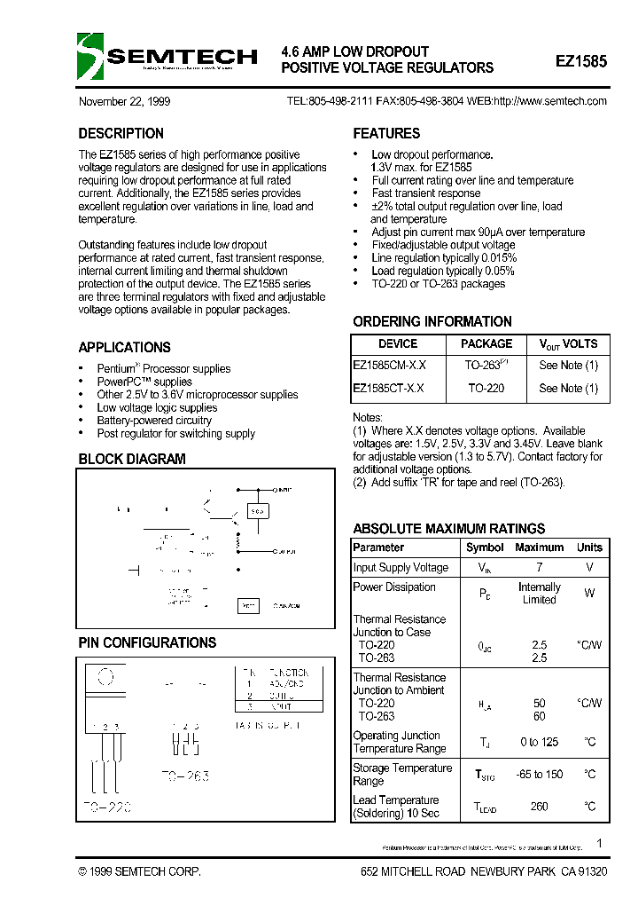 EZ1585_25295.PDF Datasheet Download --- IC-ON-LINE
