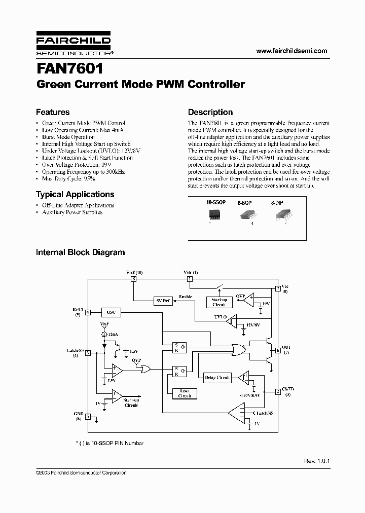 FAN7601_154148.PDF Datasheet Download --- IC-ON-LINE