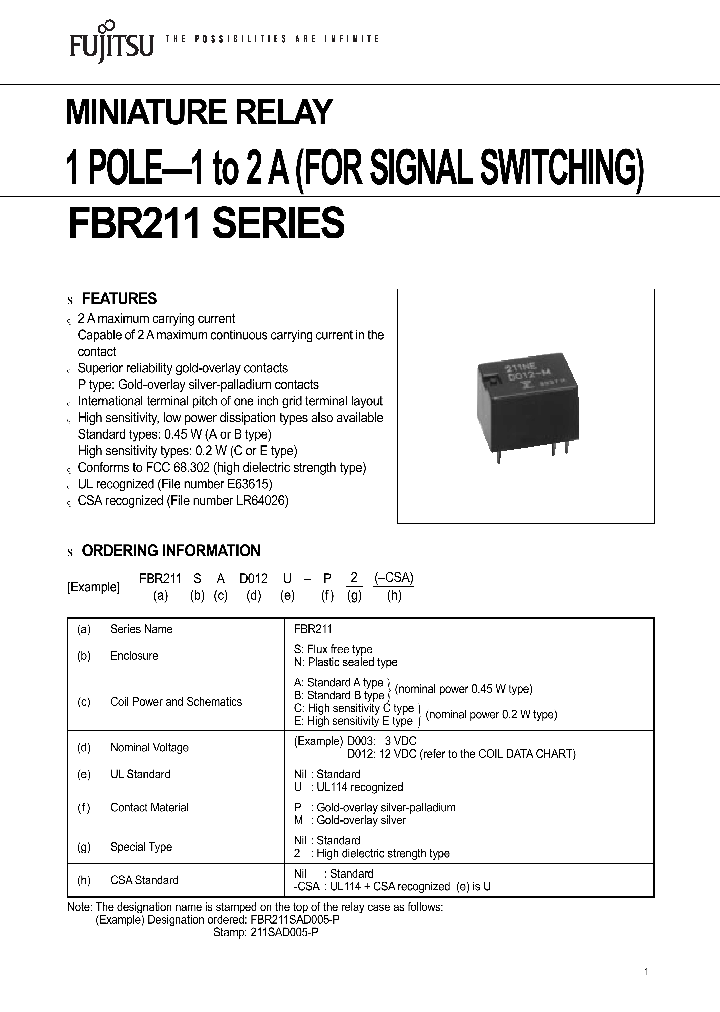 FBR211NAD003_102970.PDF Datasheet Download --- IC-ON-LINE