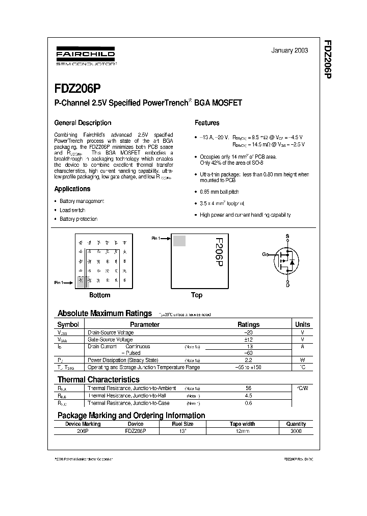 FDZ206P_32512.PDF Datasheet Download --- IC-ON-LINE