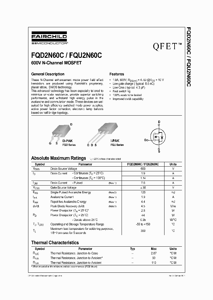 FQD2N60C_176498.PDF Datasheet Download --- IC-ON-LINE