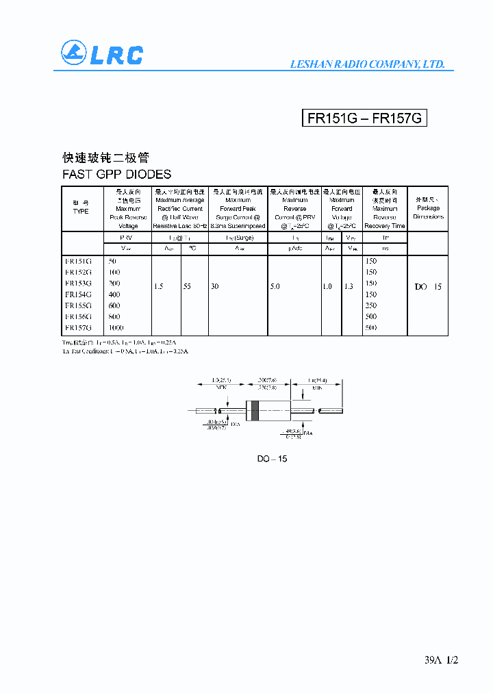 FR154G_44302.PDF Datasheet Download --- IC-ON-LINE