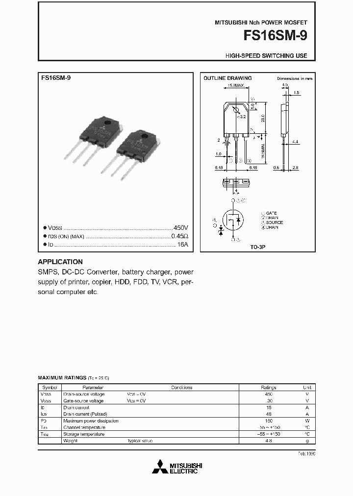 FS16SM-9_179841.PDF Datasheet Download --- IC-ON-LINE