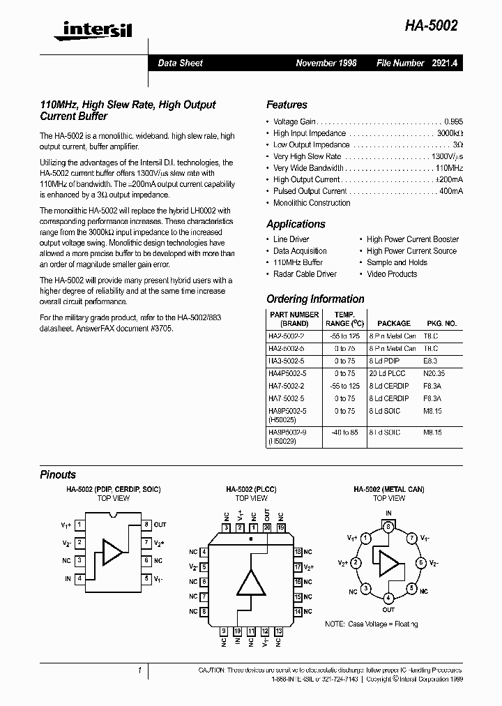 HA3-5002-5_82325.PDF Datasheet Download --- IC-ON-LINE