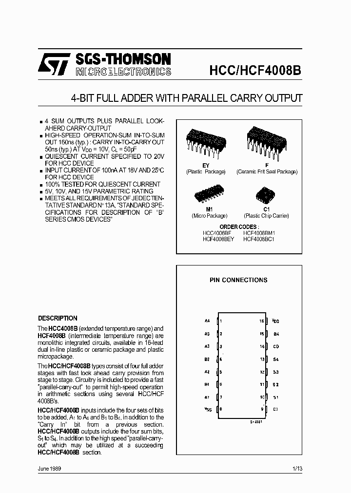 HCF4008B_132444.PDF Datasheet Download --- IC-ON-LINE