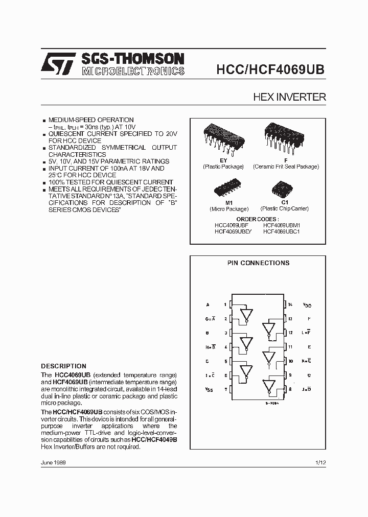 HCF4069UB_81181.PDF Datasheet Download --- IC-ON-LINE